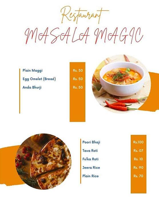 Menu of Masala Magic, Kachimet, Nagpur