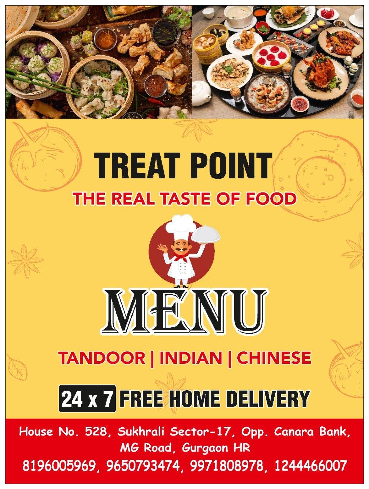 Menu of Treat Point, Sector 17, Gurgaon