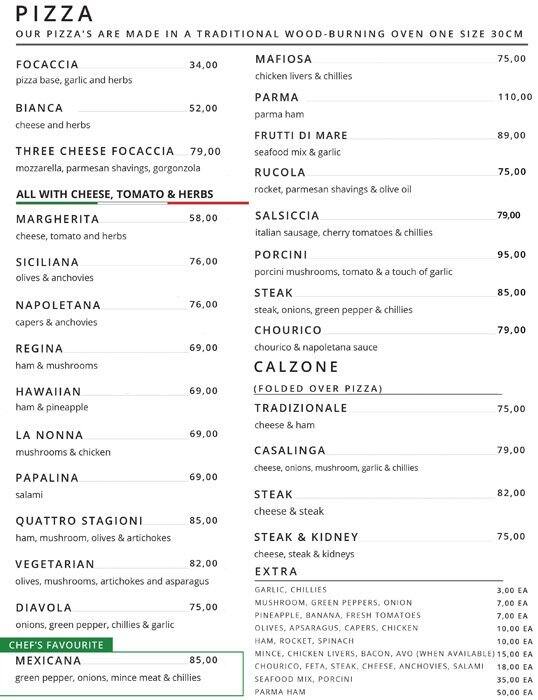 Menu at La Piovra Bedfordview restaurant, Germiston