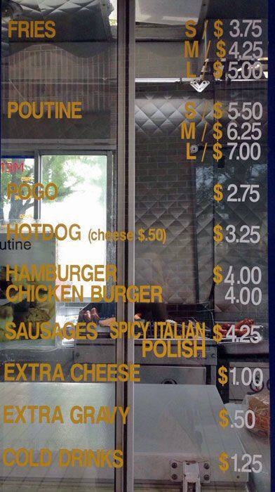 Menu at Le Snack Attack, Ottawa