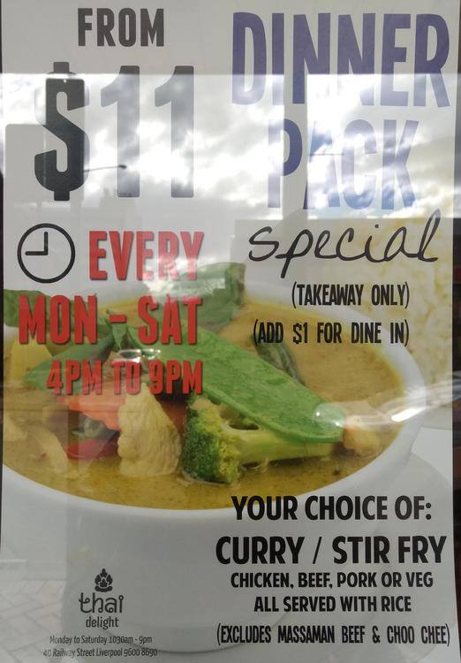 Menu at Authentic Thai Delight restaurant, Liverpool