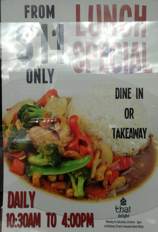 Menu at Authentic Thai Delight restaurant, Liverpool