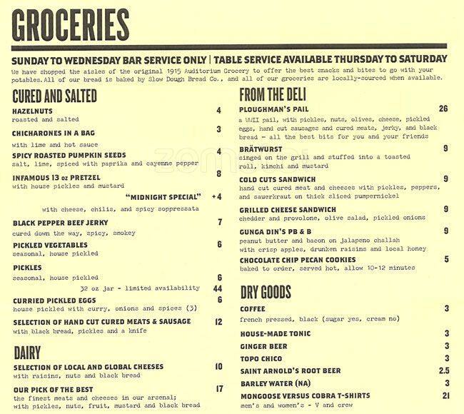 Menu at Mongoose versus Cobra pub & bar, Houston