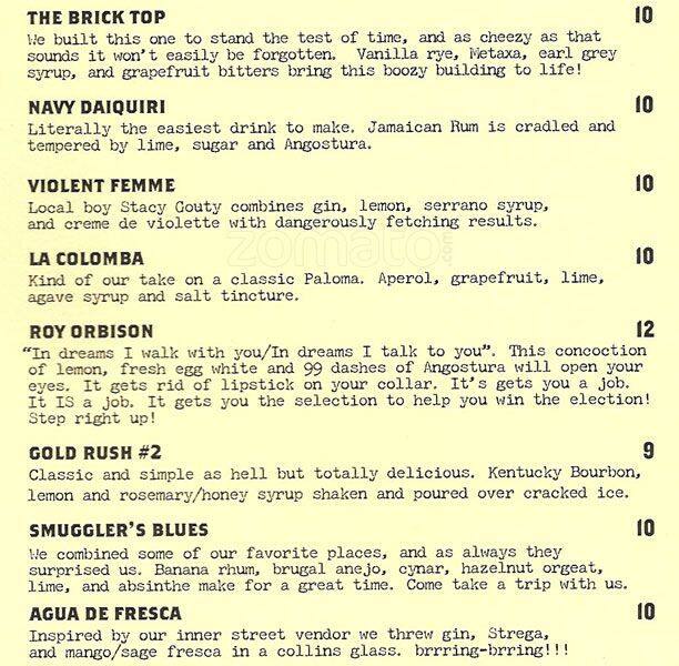 Menu at Mongoose versus Cobra pub & bar, Houston