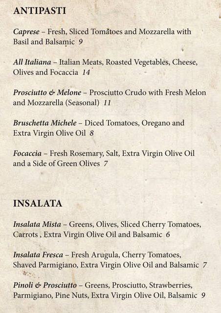 Menu at Pizzeria Testa, Frisco, Church St