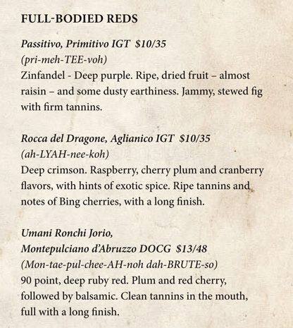 Menu at Pizzeria Testa, Frisco, Church St