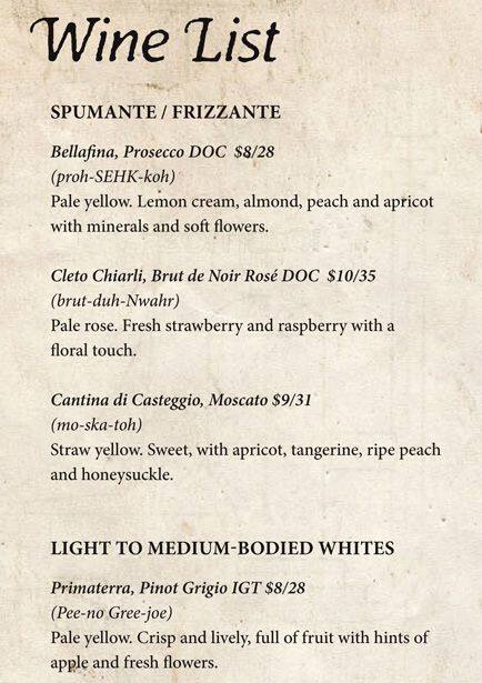 Menu at Pizzeria Testa, Frisco, Church St