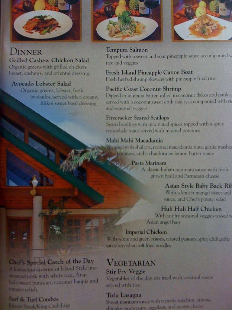 Menu at Palms Restaurant, Kapaa