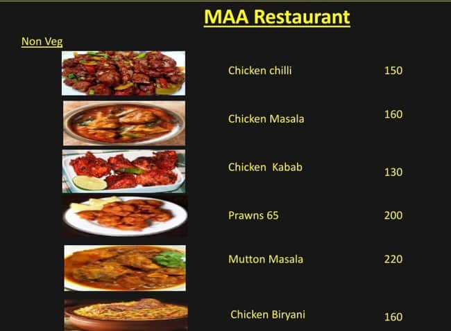 Menu of MAA Products Restaurant, Electronic City, Bangalore