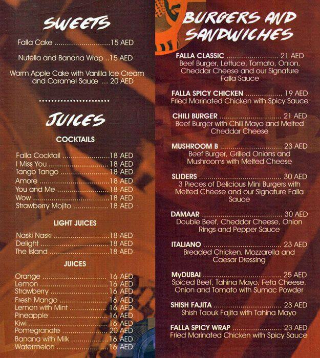 Falla Menu, Menu for Falla, Umm Suqeim, Dubai - Zomato