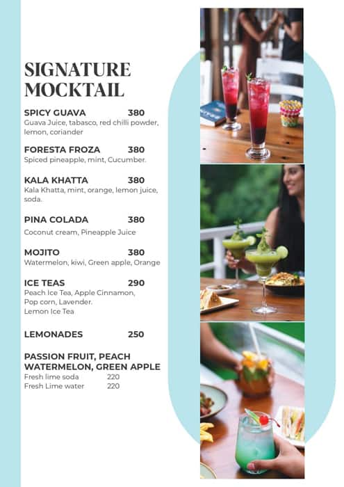 Menu of Foresta, Rajpur, Dehradun