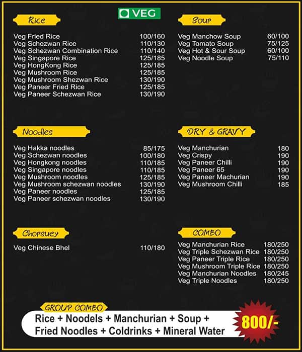 Menu of Chinese Point, Bhosari, Pune