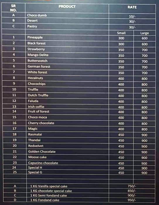 Menu of U2 Cakes, Ghatkopar West, Mumbai