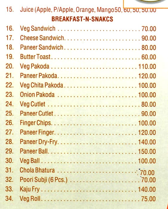 Menu of Rangoli Restaurant & Banquet Hall, Dhurwa, Ranchi