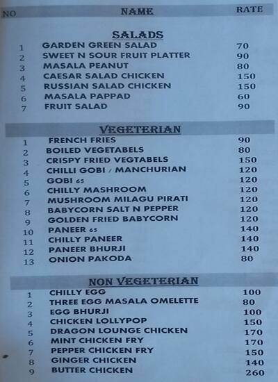 Menu at Dragon Lounge, Puducherry