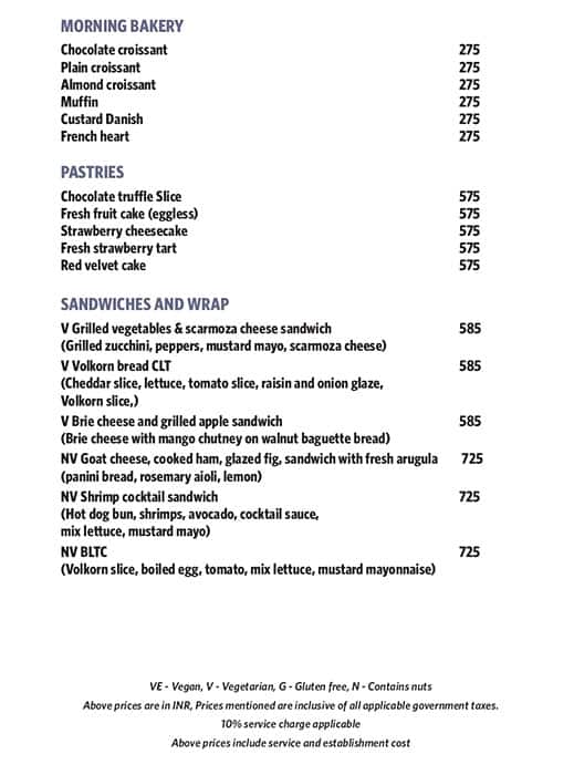 Menu of Sidewalk - Hyatt Regency, Bhikaji Cama Place, New Delhi