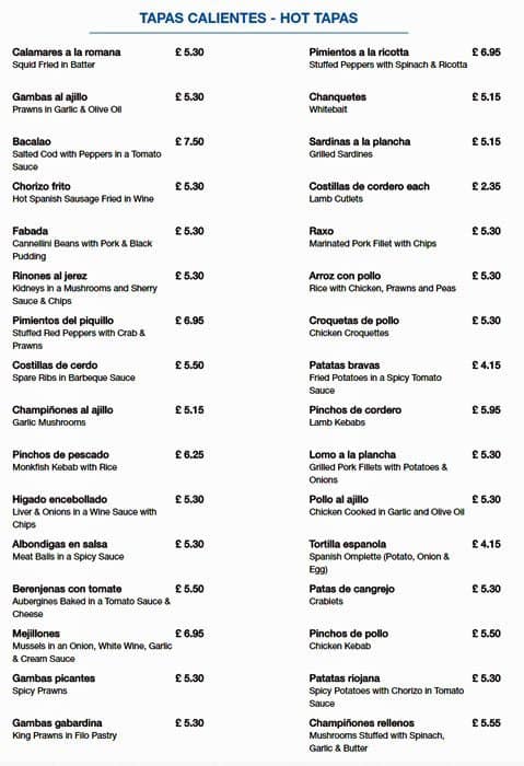 Menu at Galicia pub & bar, Croydon, 269-275 High St