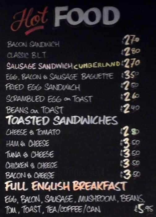 Menu at Checkers cafe, Worcester Park