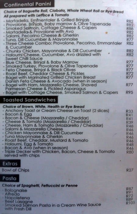Menu at Cafe Di Stefano Coffee Shop Cc, Edenvale