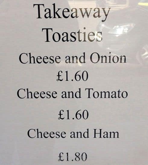 Menu at McDonald's Bakers cafe, Glasgow, 71 Union St