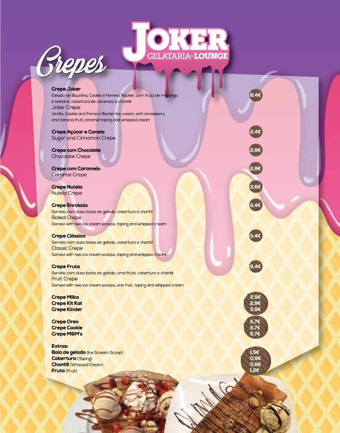 Menu em Joker Lounge pub & Bar, Lisboa, Estrada da Luz 96C