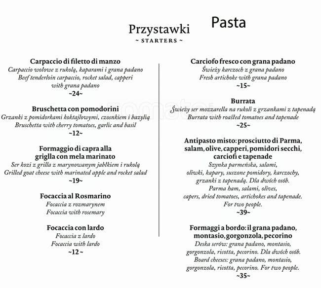 Pasta Bar Veneto Menu
