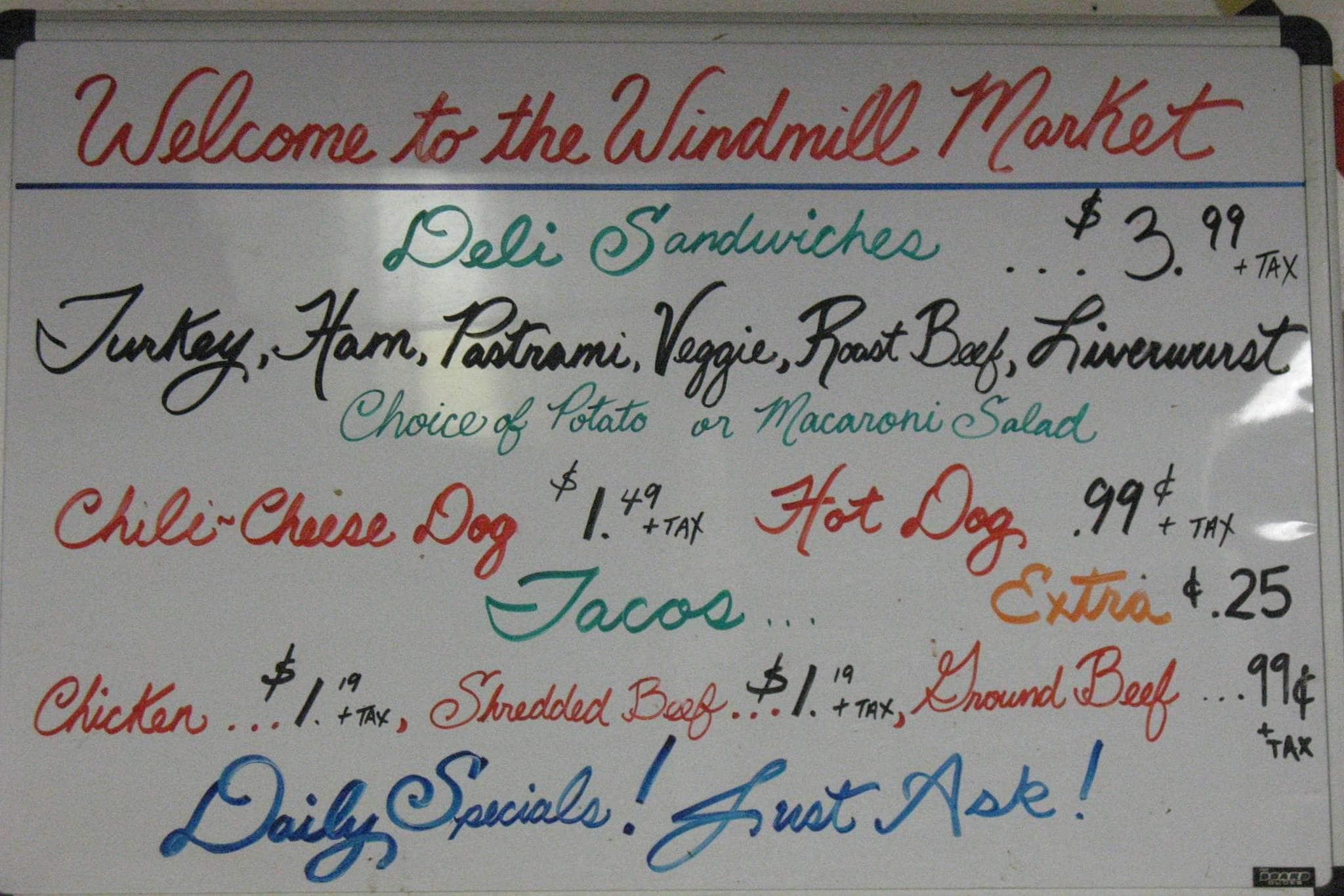 Windmill market and Deli Menu, Menu for Windmill market and Deli ...