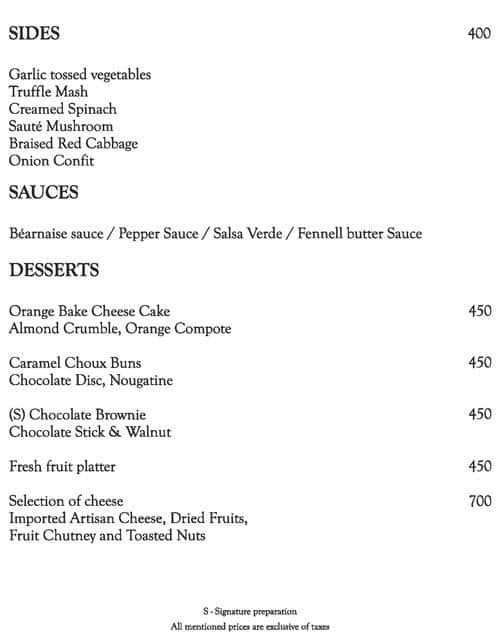 Menu at Grill 99 - The Ritz-Carlton, Bengaluru