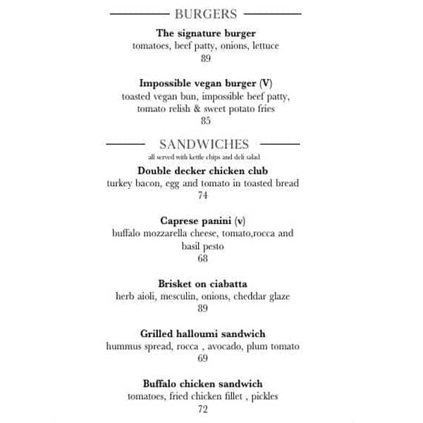 Menu of Vanilla Lobby Lounge - Al Bandar Rotana, Baniyas, Dubai