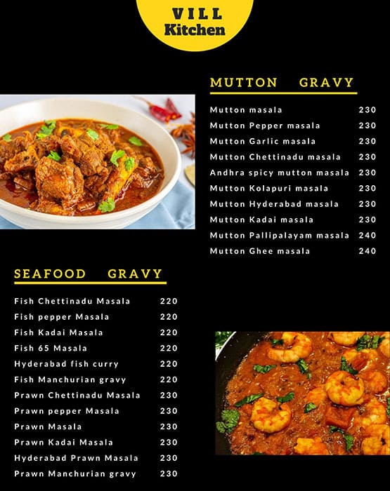 Menu at VILL KITCHEN, Villianur