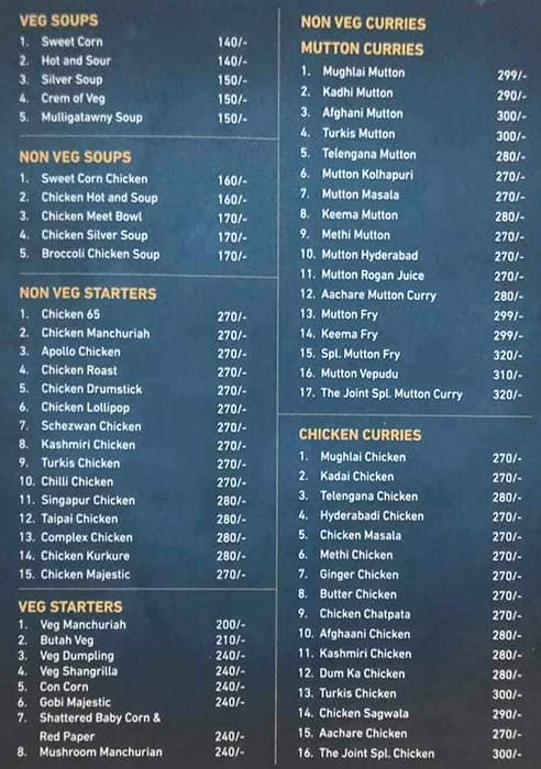Menu of The Joint Al - Mandi & Grill, Habsiguda, Hyderabad
