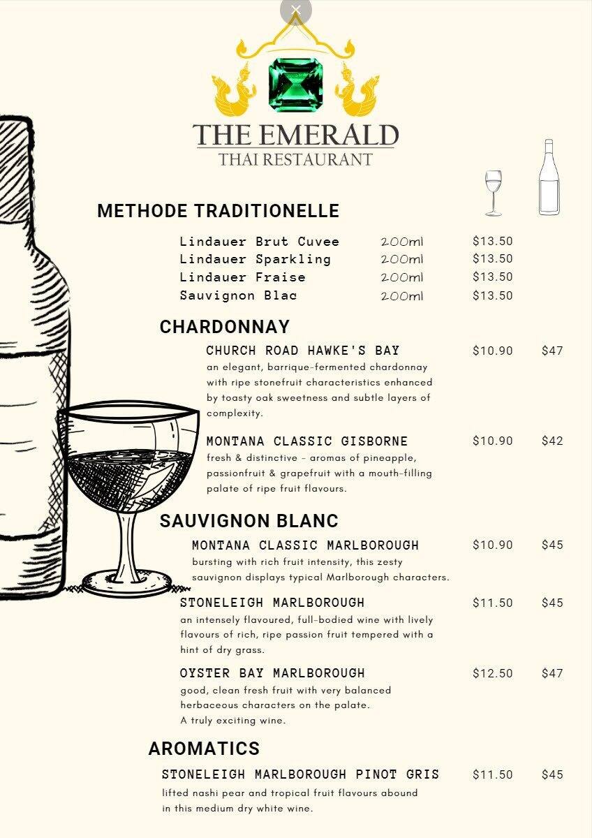 Menu at The Emerald Thai Restaurant, Papakura