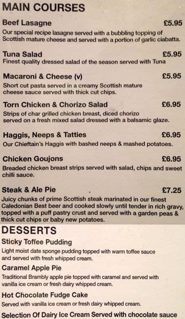Menu at Kudos pub & bar, Glasgow