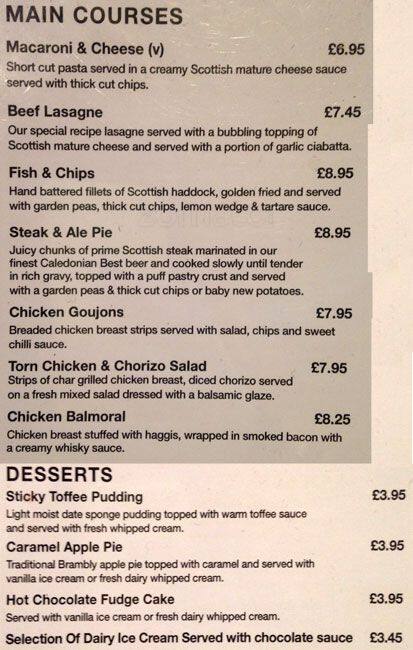 Menu at Kudos pub & bar, Glasgow