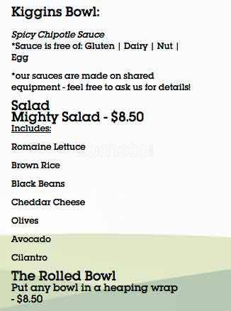 Menu at Mighty Bowl pub & bar, Vancouver