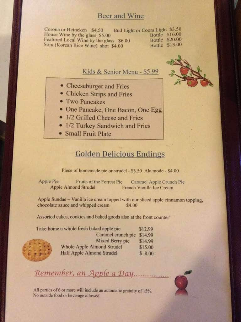 Menu at Red Apple Cafe, Placerville, Highway 50