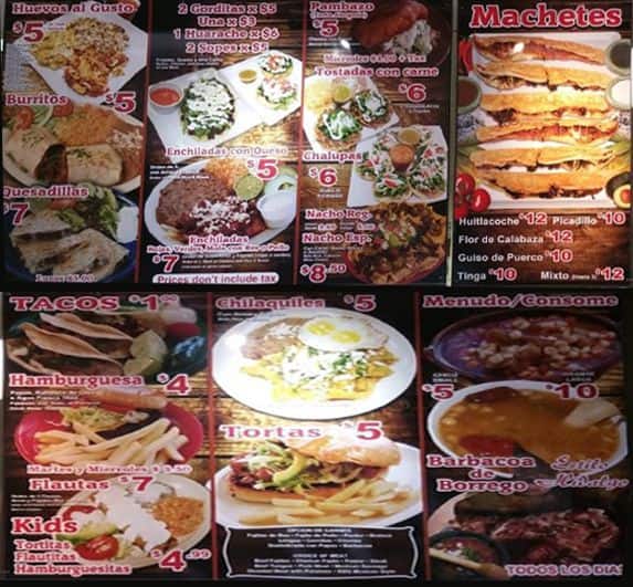 Menu at Taqueria La Huasteca pub & bar, Dallas, 723 S Beacon St