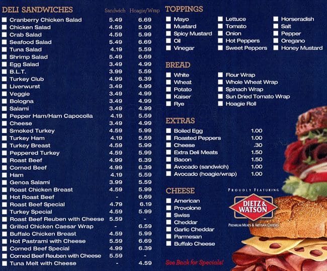 Menu at Museum Deli restaurant, Philadelphia, 333 Spring Garden St