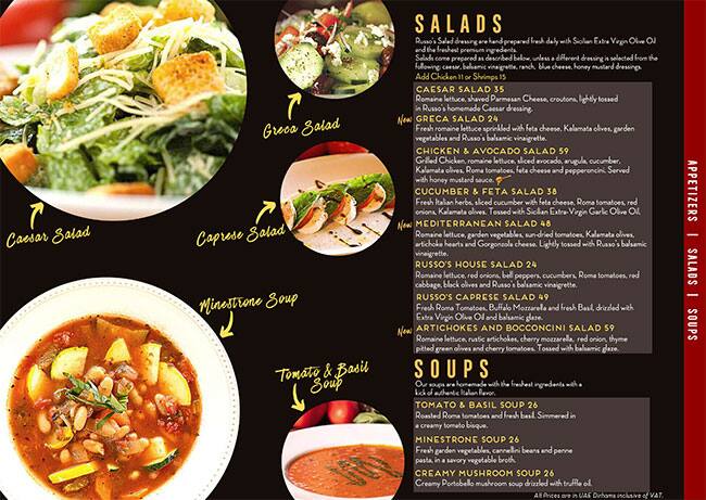 Menu at Russo's New York Pizzeria, Dubai, Springs Souq - Al Asayel St
