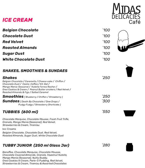 Menu at Midas Delicacies Cafe, Gurugram