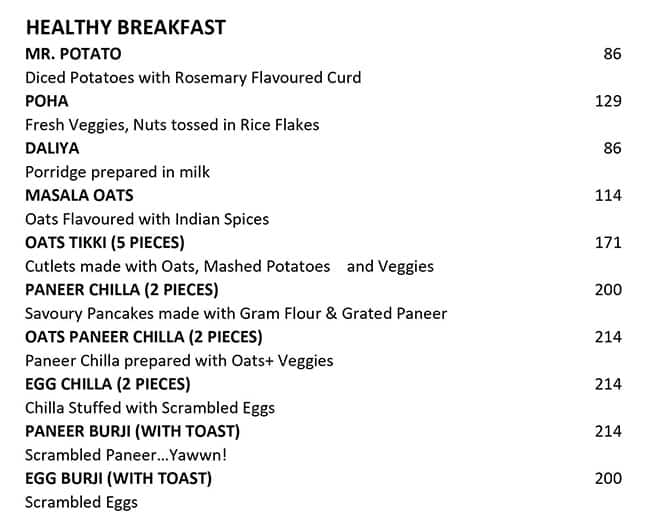 Menu at Muscle's Diet, New Delhi