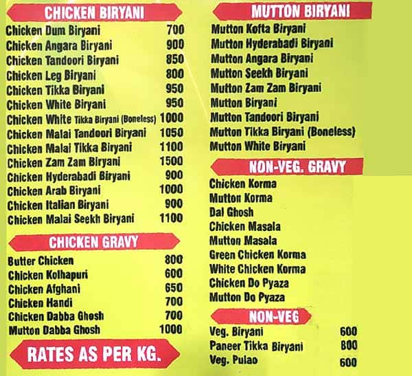 Menu of New Bismillah Chinese And Shawarma Corner, Goregaon East, Mumbai