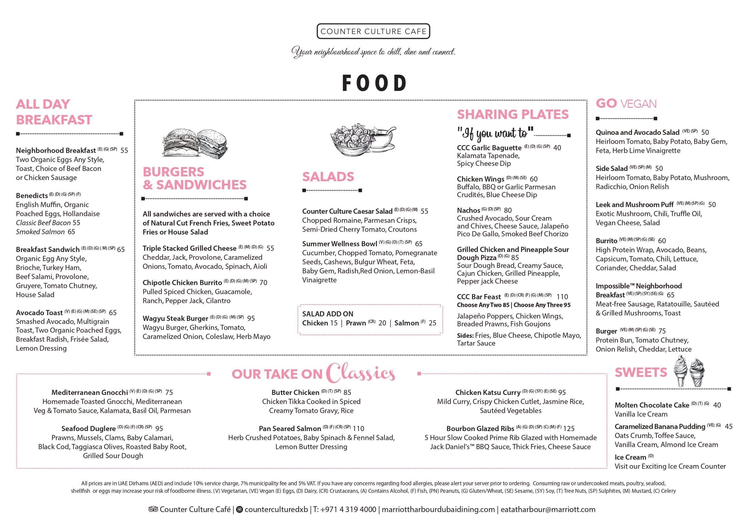 Menu at Counter Culture Café cafe, Dubai