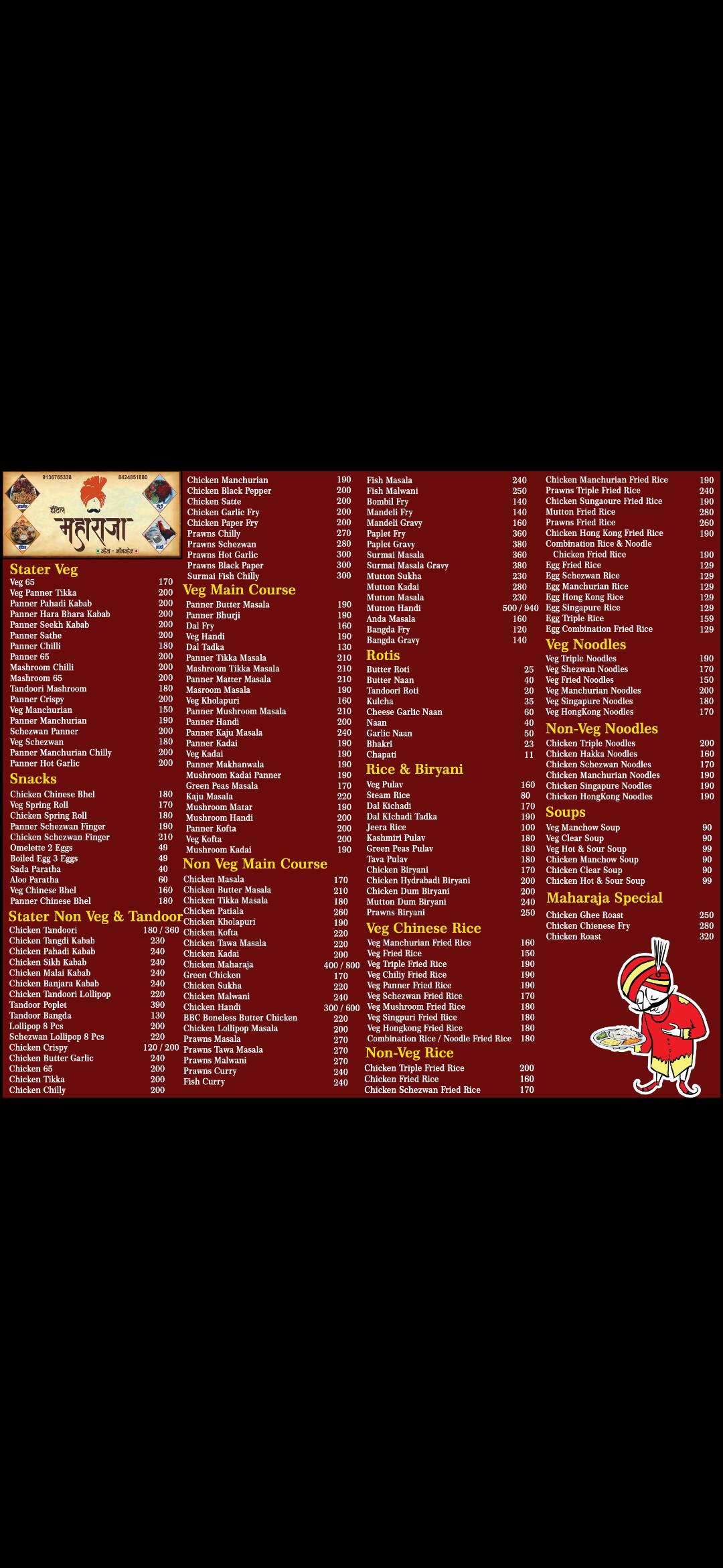 Menu of Maharaja, Titwala, Thane