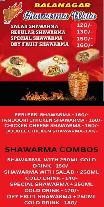 Menu of Shawarma Wala, Balanagar, Hyderabad