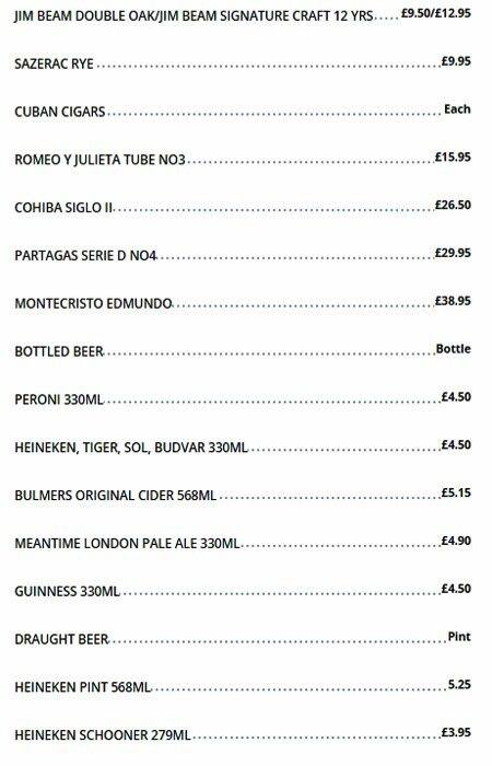 Menu at dion bar & restaurant, London