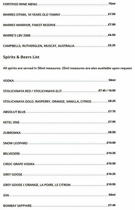 Menu at dion bar & restaurant, London