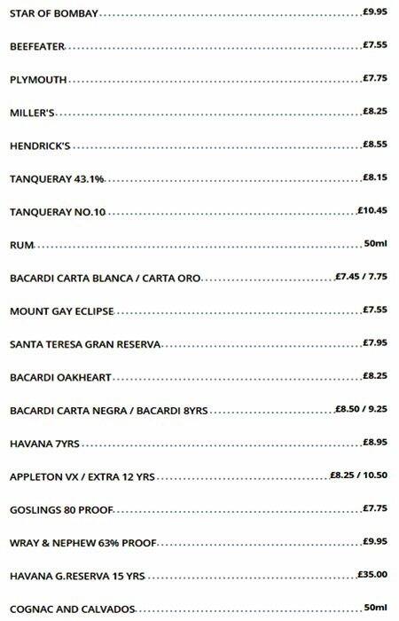 Menu at dion bar & restaurant, London