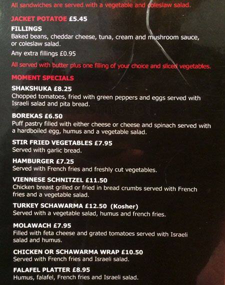 Menu at M Café pub & bar, London