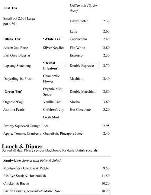 Menu at The Portman pub & bar, London, 51 Upper Berkeley St